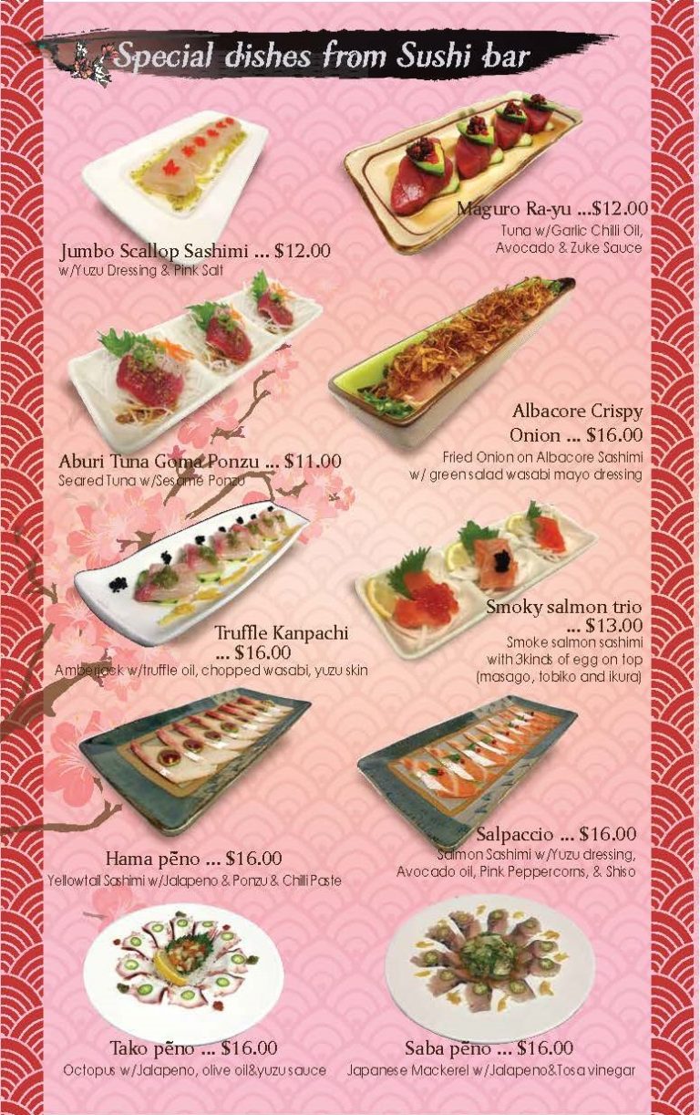 Menu | Noshi Sushi - Japanese Restaurant in Los Angeles