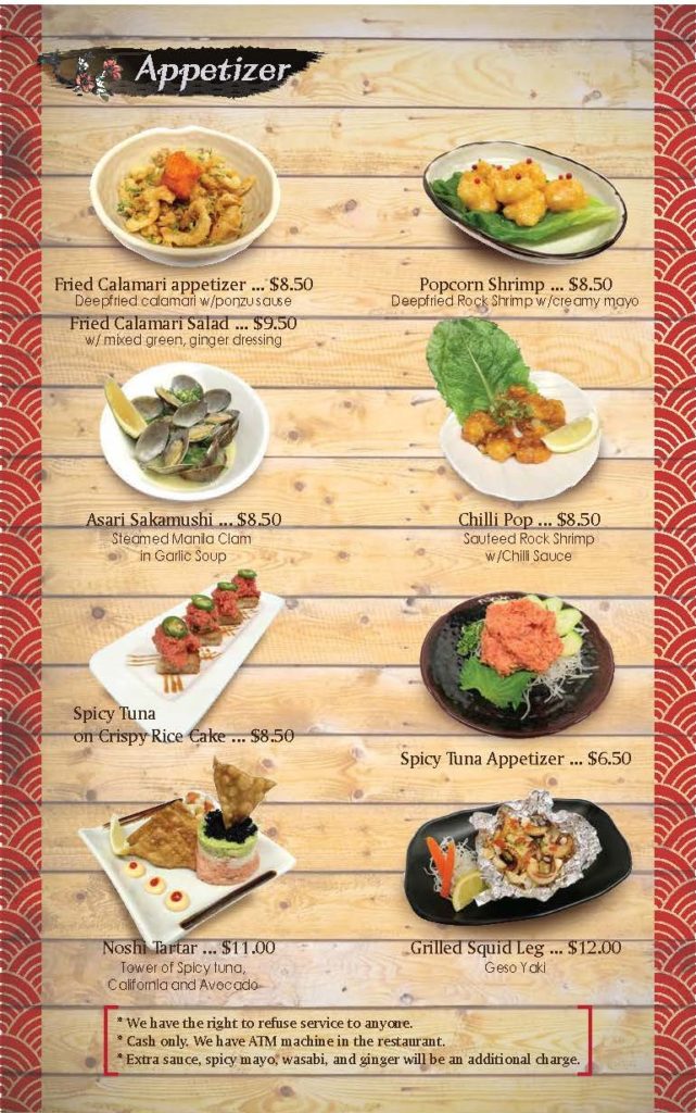 Menu | Noshi Sushi - Japanese Restaurant in Los Angeles