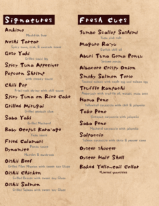 Menu - Noshi Sushi