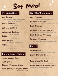 Menu - Noshi Sushi
